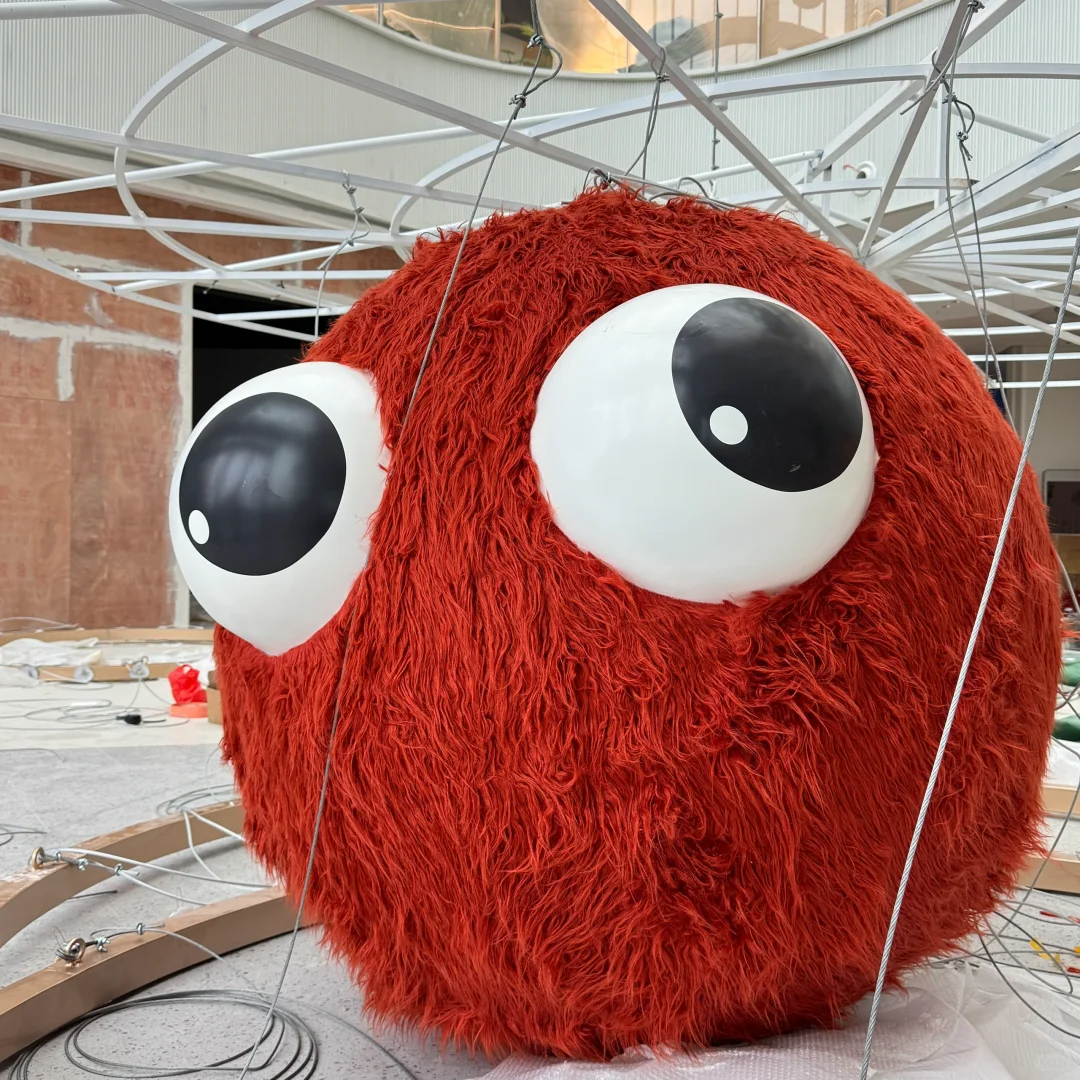 FRP Fluffy Sculpture Creative Check-in Doll Store Plush Toy IP ...